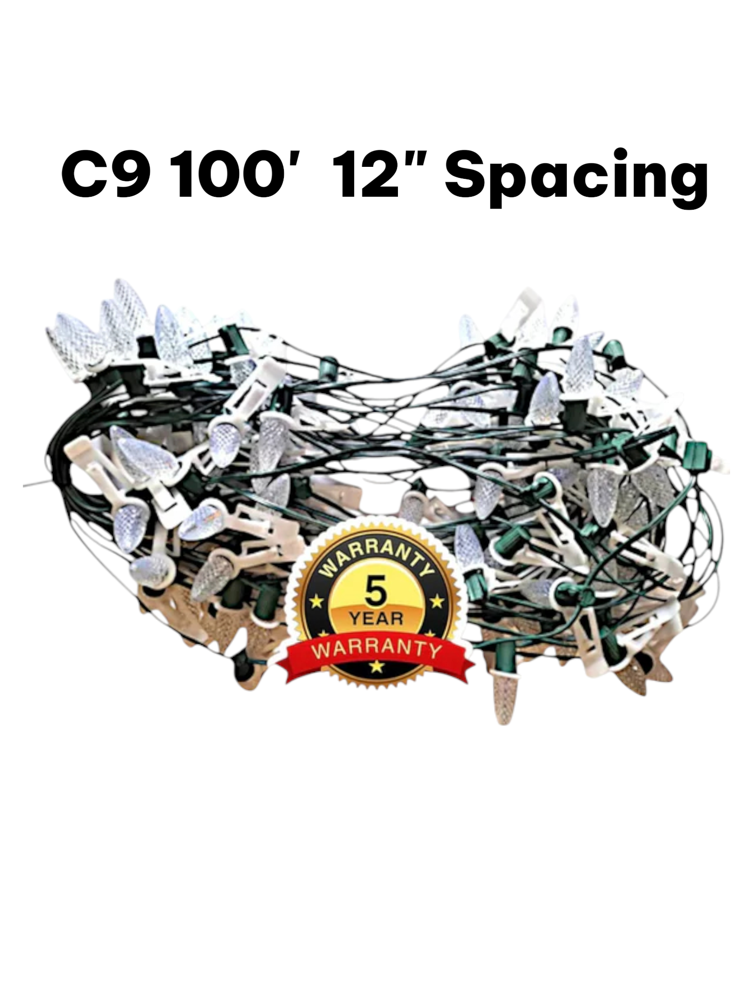 **Pre-Season C9 12" Spacing 100' Strand Pre-Bulbed and Pre-Clipped