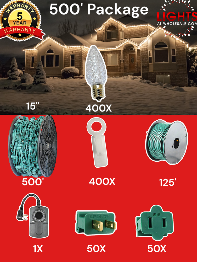 500’ Christmas Light Starter Kit Wholesale C9 Package