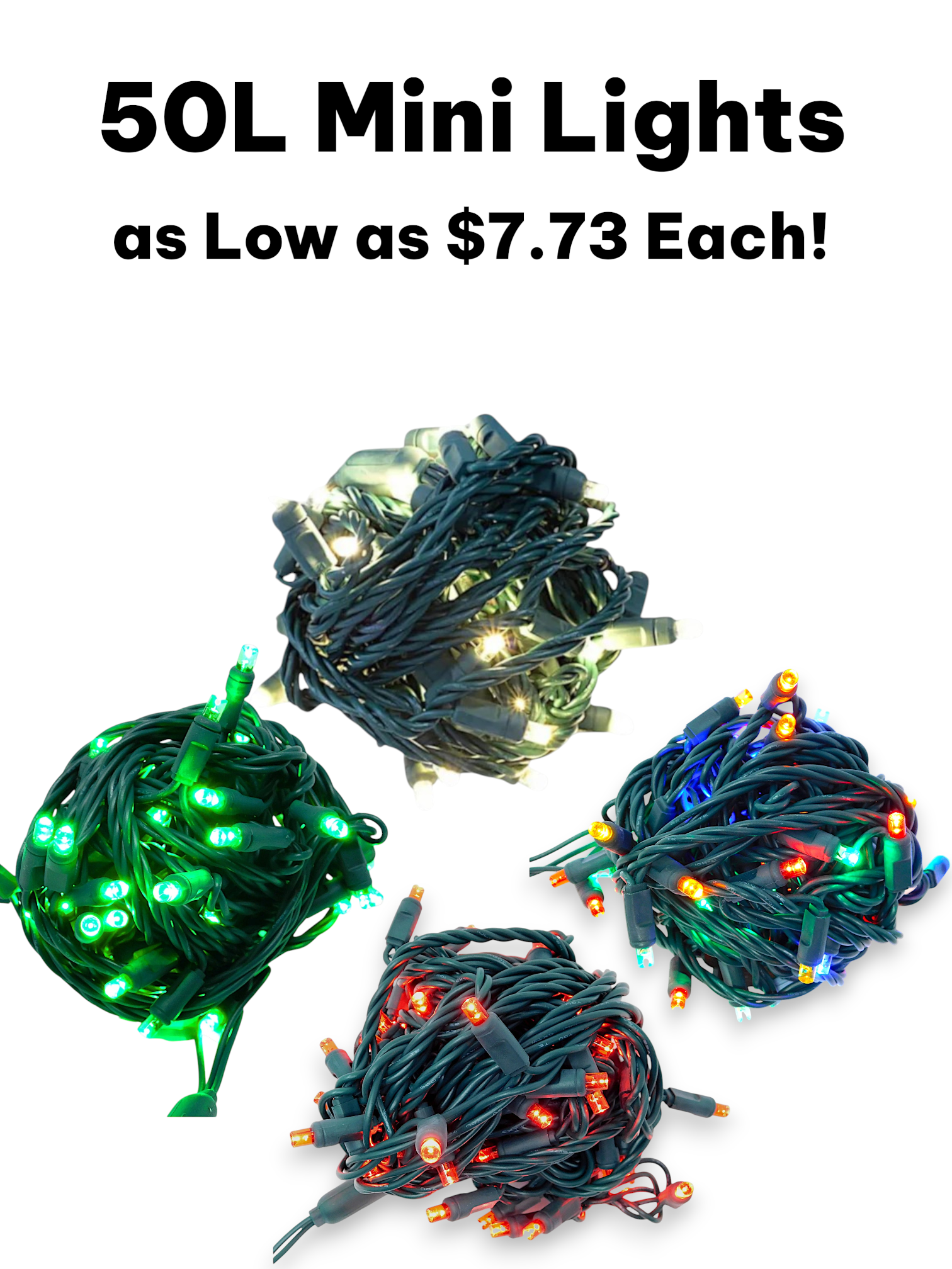 **Pre-Season 50L 6" Spacing 5mm LED Mini Lights (Concave) 24/Case